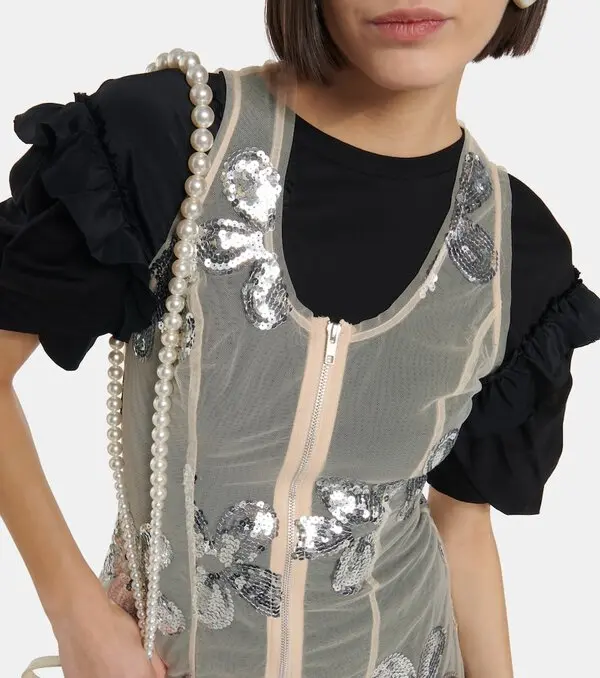 Simone Rocha Sequined Zip-up Top - Pink