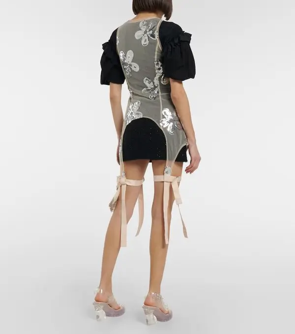 Simone Rocha Sequined Zip-up Top - Pink