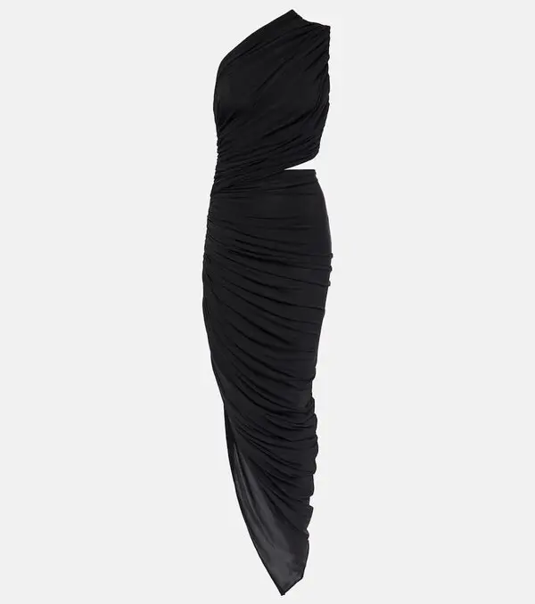 Alaïa Cutout Ruched Jersey Midi Dress