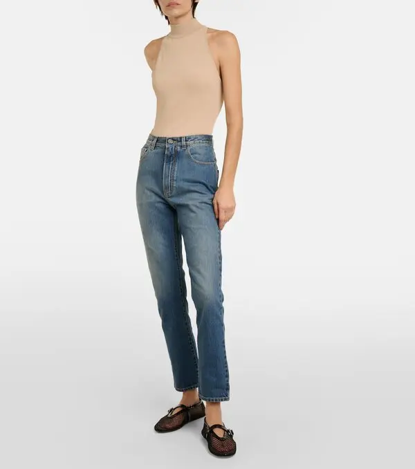 Alaïa Halterneck Jersey Bodysuit - Beige