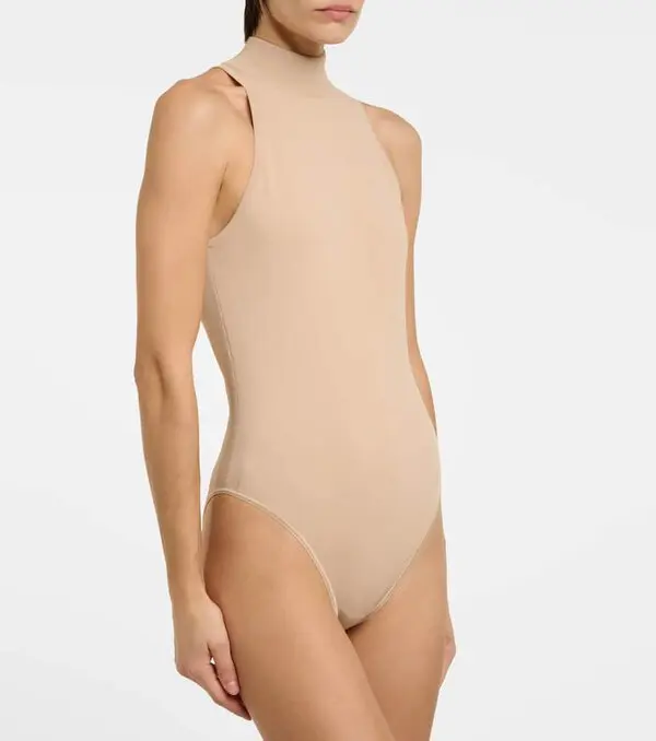 Alaïa Halterneck Jersey Bodysuit - Beige