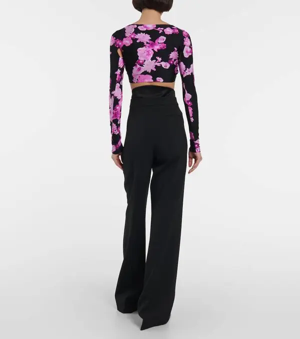 Coperni Floral Cropped Twisted Jersey Top