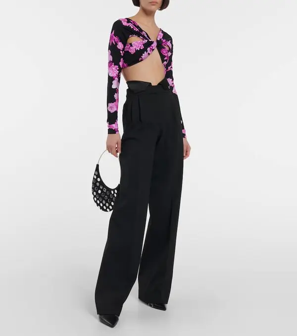 Coperni Floral Cropped Twisted Jersey Top