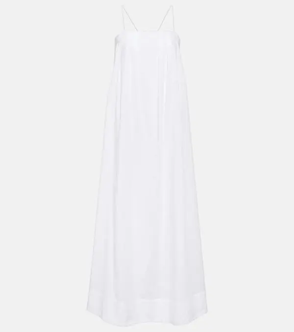 Asceno Heather Cotton Batiste Maxi Dress - White