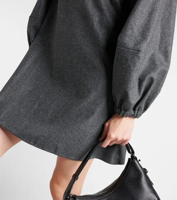 Brunello Cucinelli Balloon Sleeve V-neck Dress