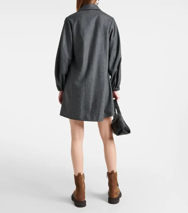 Brunello Cucinelli Balloon Sleeve V-neck Dress