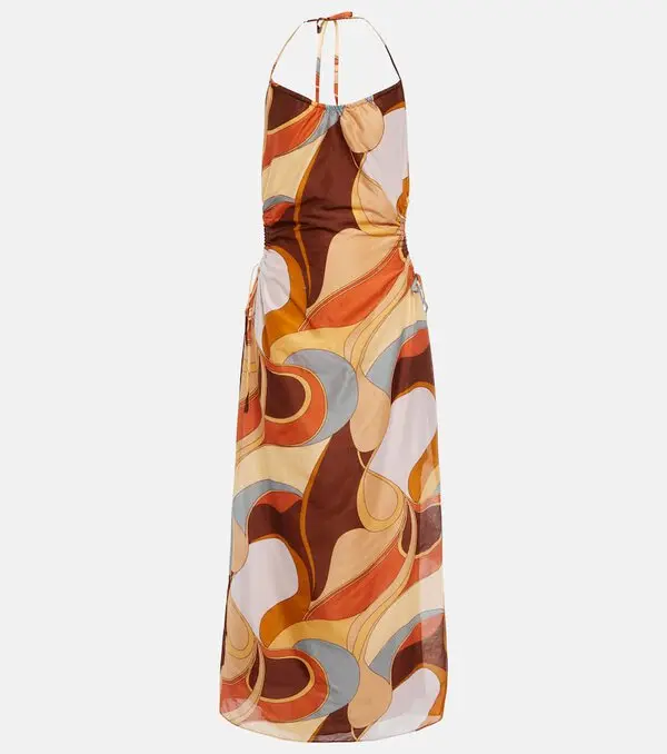 SIR. Printed Cotton And Silk Midi Dress - Multicoloured