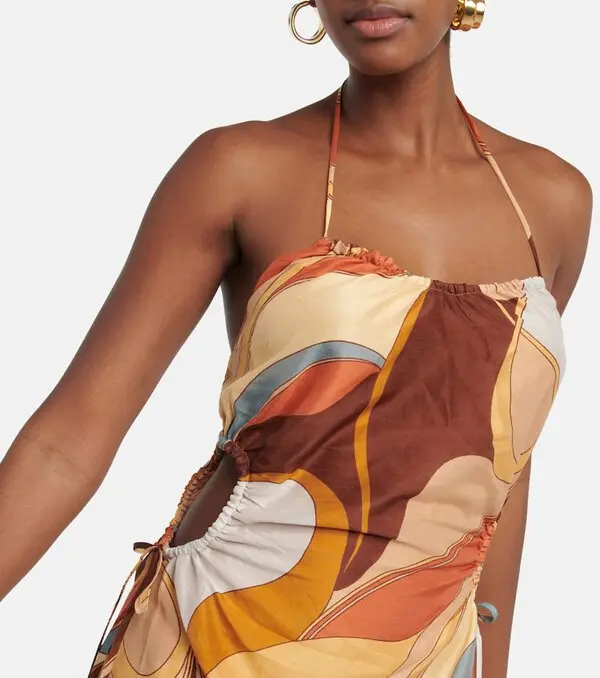 SIR. Printed Cotton And Silk Midi Dress