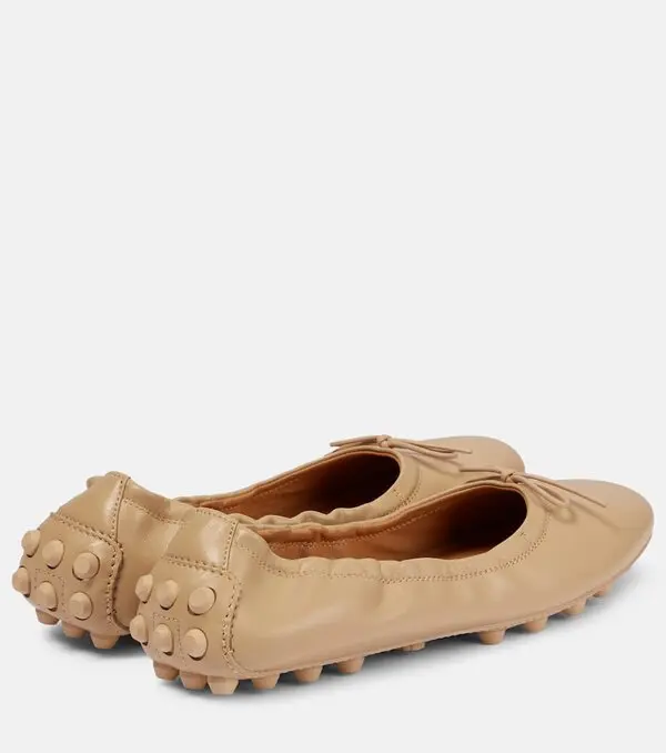 TOD'S Bubble Leather Ballet Flats - Beige