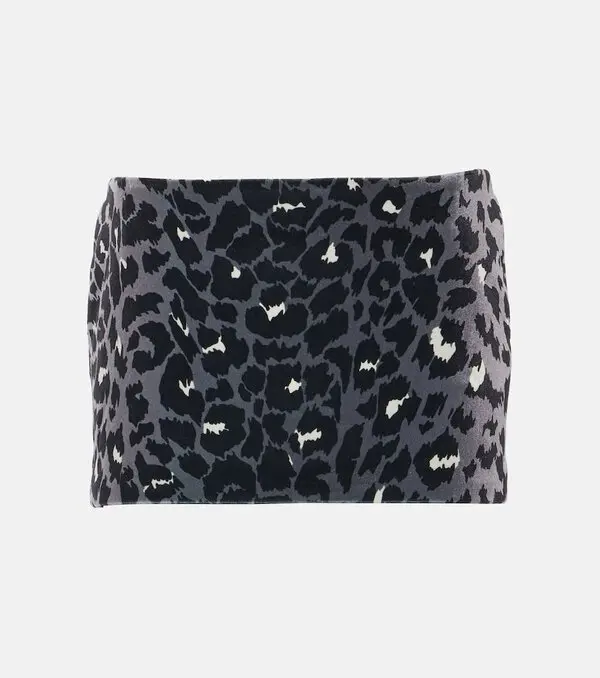 Alex Perry Leopard-print Velvet Miniskirt