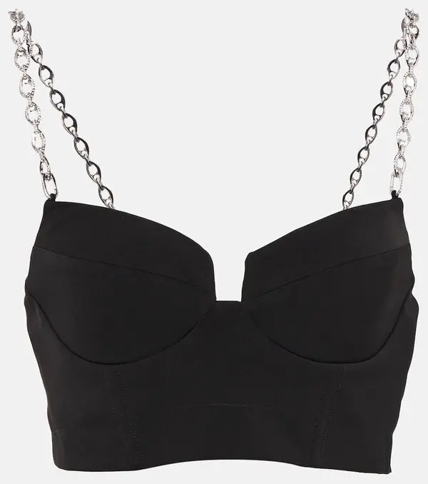 Simkhai Trina Embellished Crop Top - Black