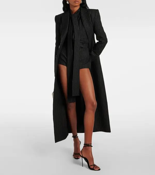 Alex Perry Pinstripe Tie-neck Shirt