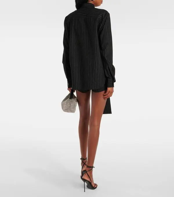 Alex Perry Pinstripe Tie-neck Shirt