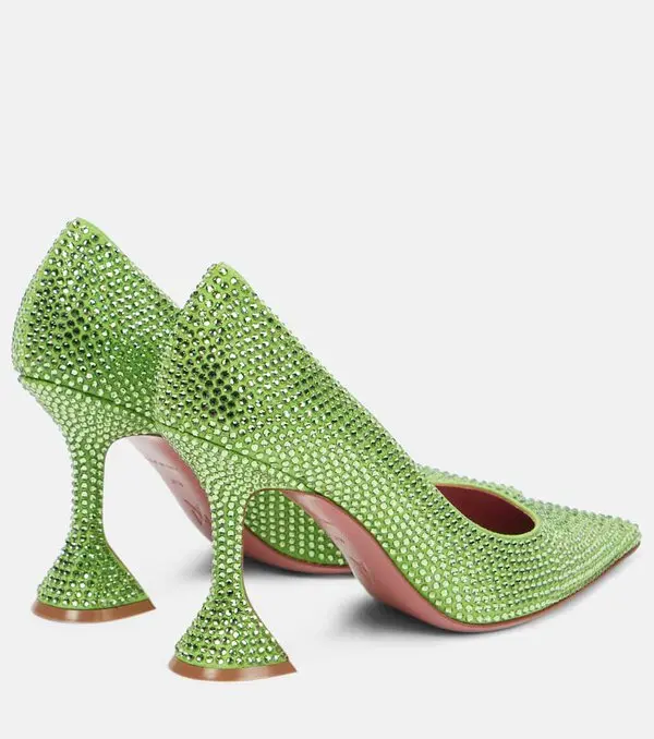Amina Muaddi Embellished Leather Pumps