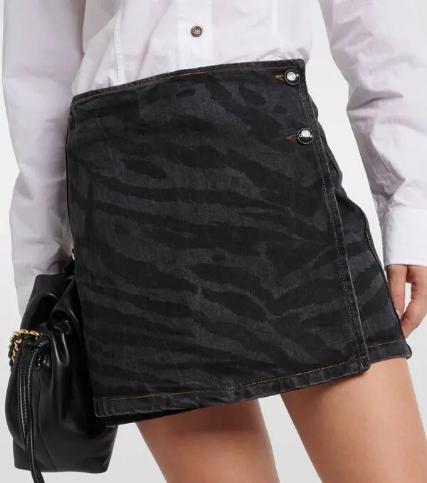 GANNI High-rise Denim Wrap Skirt