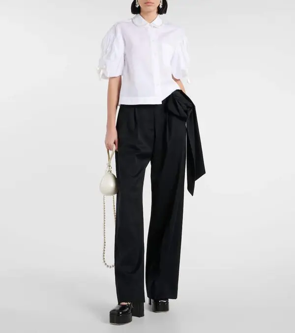 Simone Rocha Floral Appliqué Straight Leg Trousers