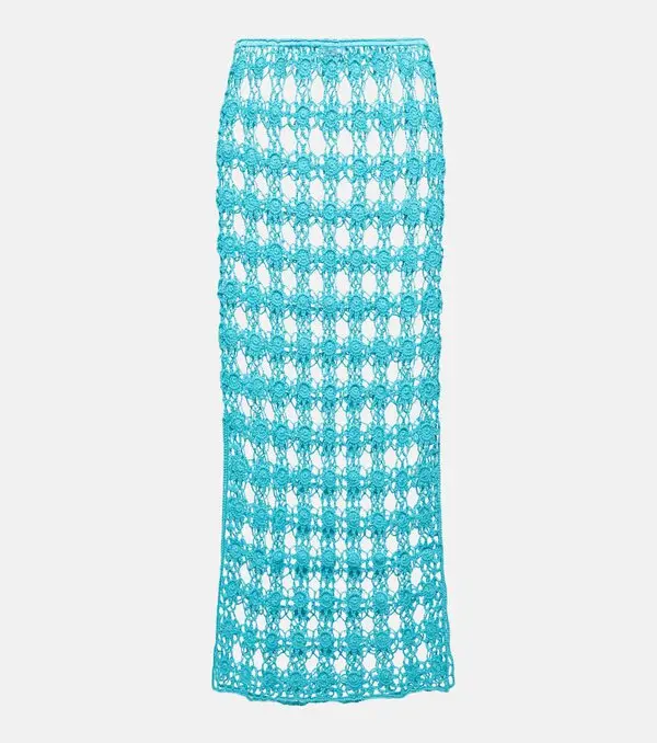 Anna Kosturova Rosette Crochet Maxi Skirt - Blue