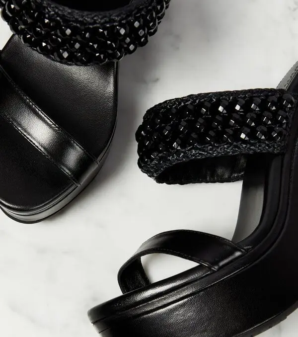 JIMMY CHOO Amoure Wedge 130 Leather Sandals