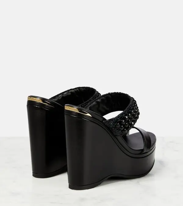 JIMMY CHOO Amoure Wedge 130 Leather Sandals