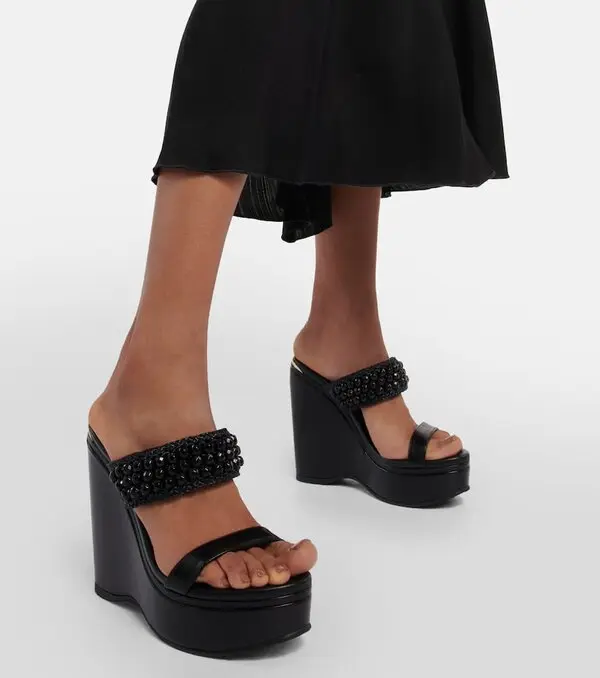 JIMMY CHOO Amoure Wedge 130 Leather Sandals