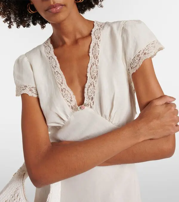 Rixo Clarice Lace-trimmed Midi Dress - White
