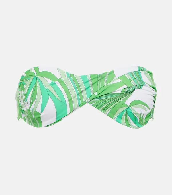 Melissa Odabash Martinique Printed Bandeau Bikini Top - Green