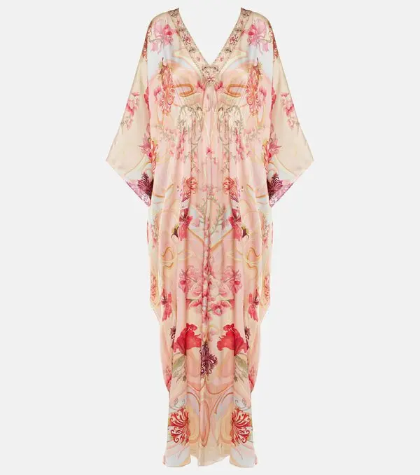 Camilla Embellished Floral Silk Kaftan