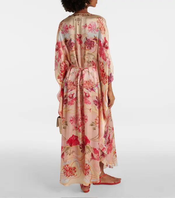 Camilla Embellished Floral Silk Kaftan