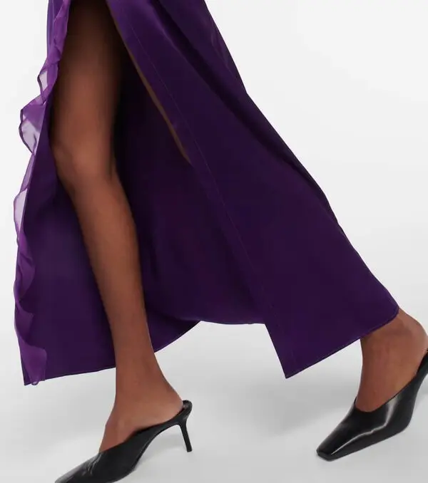 DIDU Asymmetric Silk Satin Maxi Skirt