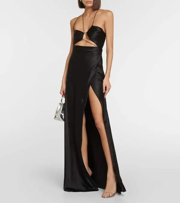THE SEI Asymmetrical Silk Satin Gown