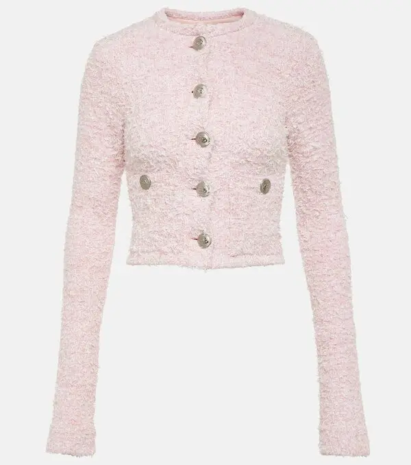 Balenciaga Cropped Cotton-blend Cardigan - Pink