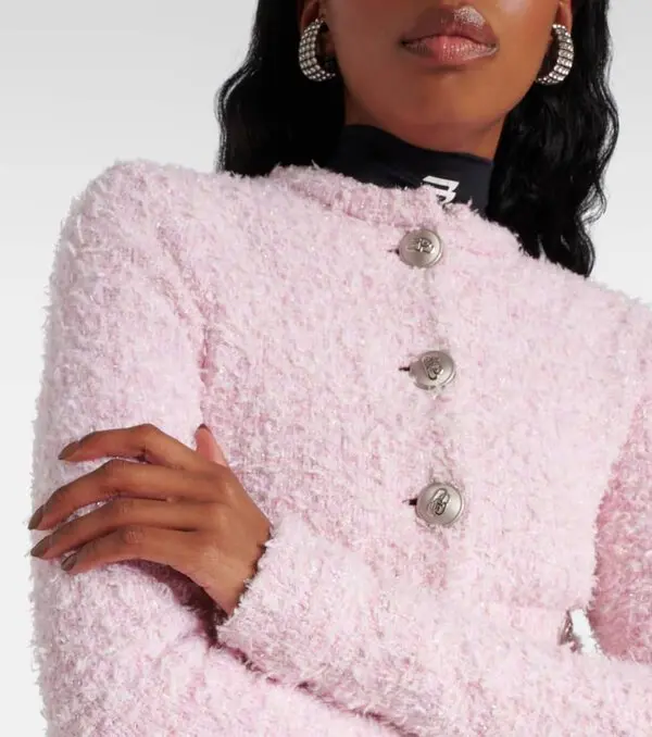 Balenciaga Cropped Cotton-blend Cardigan - Pink