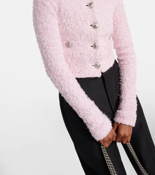 Balenciaga Cropped Cotton-blend Cardigan - Pink
