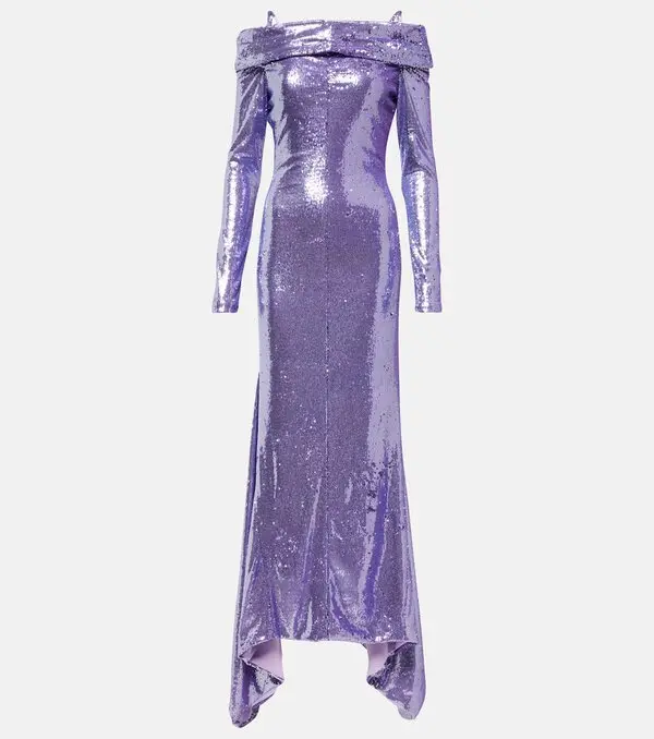 Attico Sequined Off-shoulder Gown