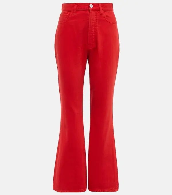 Alaïa High-rise Bootcut Jeans In Rouge