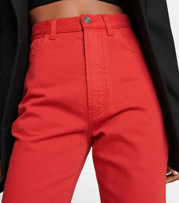 Alaïa High-rise Bootcut Jeans In Rouge
