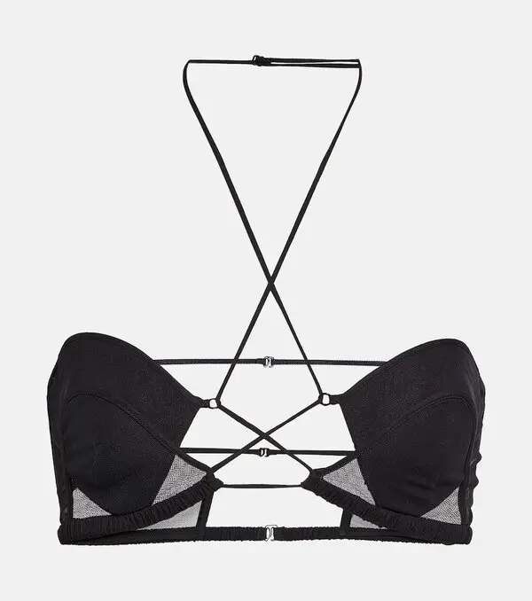NENSI DOJAKA Tulle-trimmed Wool Bustier - Black