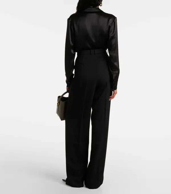 Saint Laurent High-rise Wide-leg Wool Pants