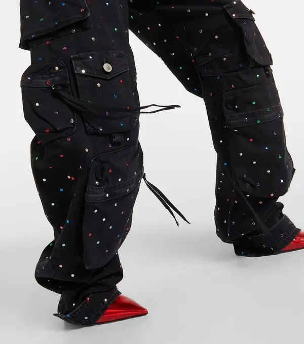 Attico Fern Studded High-rise Cargo Jeans