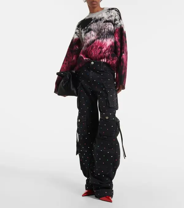 Attico Fern Studded High-rise Cargo Jeans