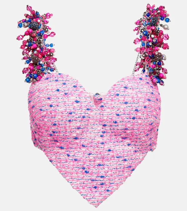 AREA Heart Embellished Crop Top