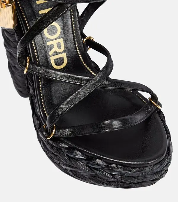 TOM FORD Leather Platform Sandals - Black