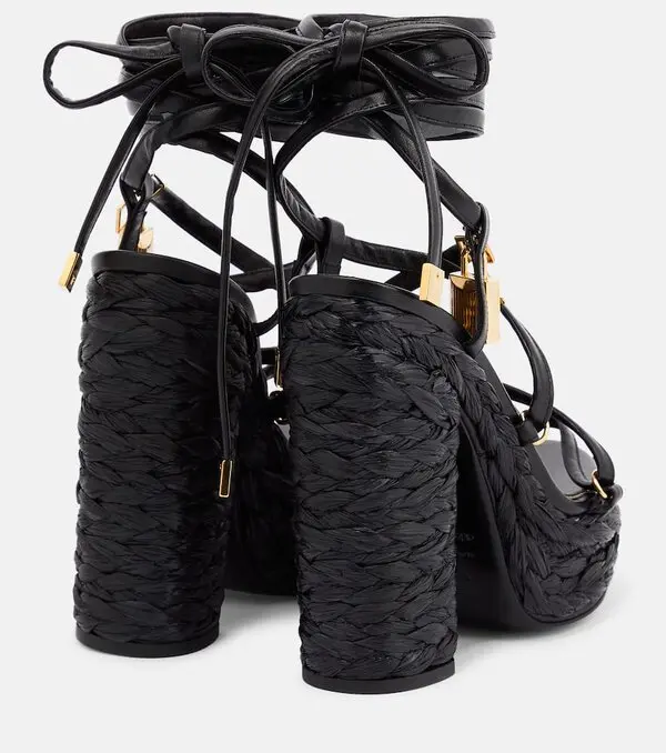 TOM FORD Leather Platform Sandals - Black