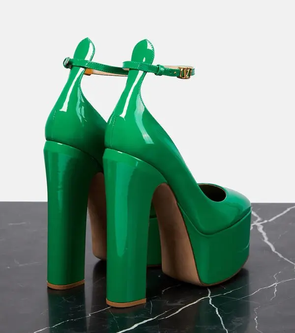 Valentino Garavani Tan-go 155 Leather Platform Pumps - Green