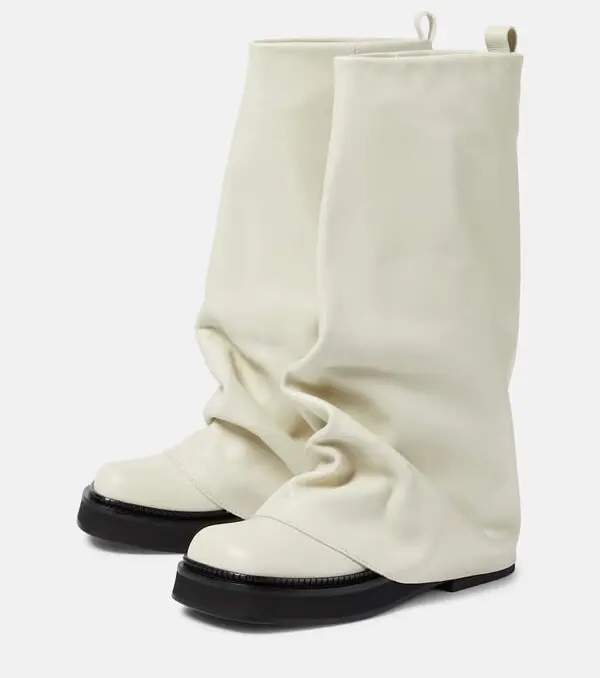 Attico Robin Leather Knee-high Combat Boots - White