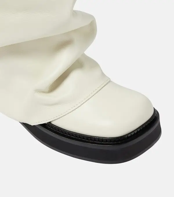 Attico Robin Leather Knee-high Combat Boots - White