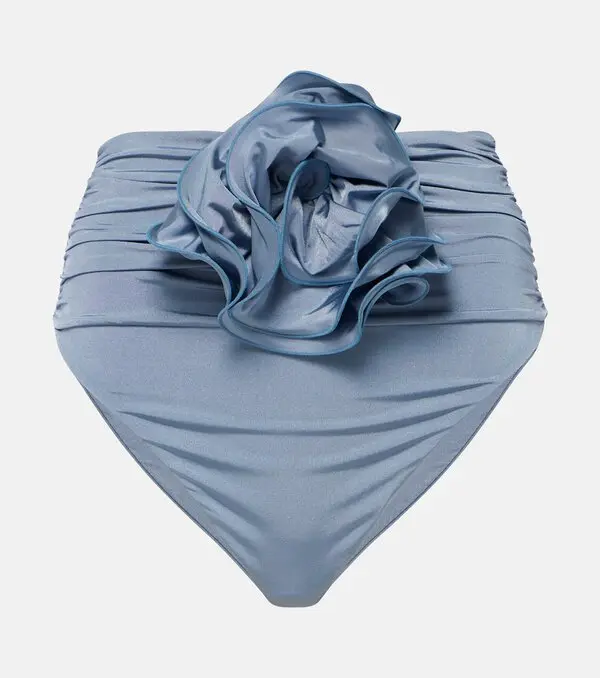 Magda Butrym Floral-appliqué High-rise Bikini Bottoms - Blue