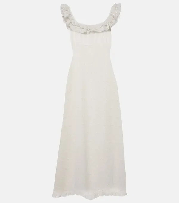 Rixo Patsy Broderie Anglaise Cotton Midi Dress - White