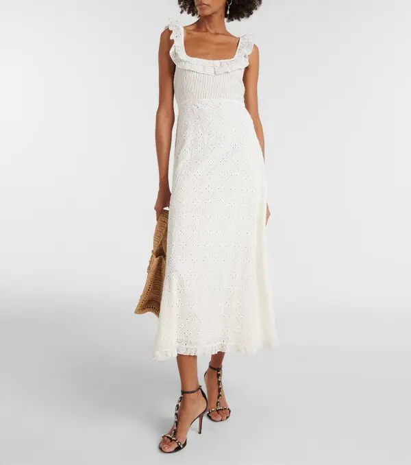 Rixo Patsy Broderie Anglaise Cotton Midi Dress