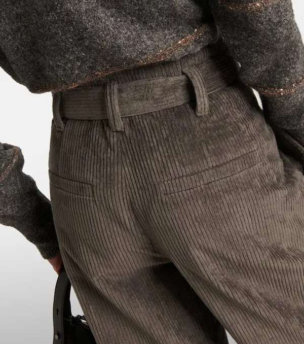 Brunello Cucinelli High-rise Tapered Cotton Pants